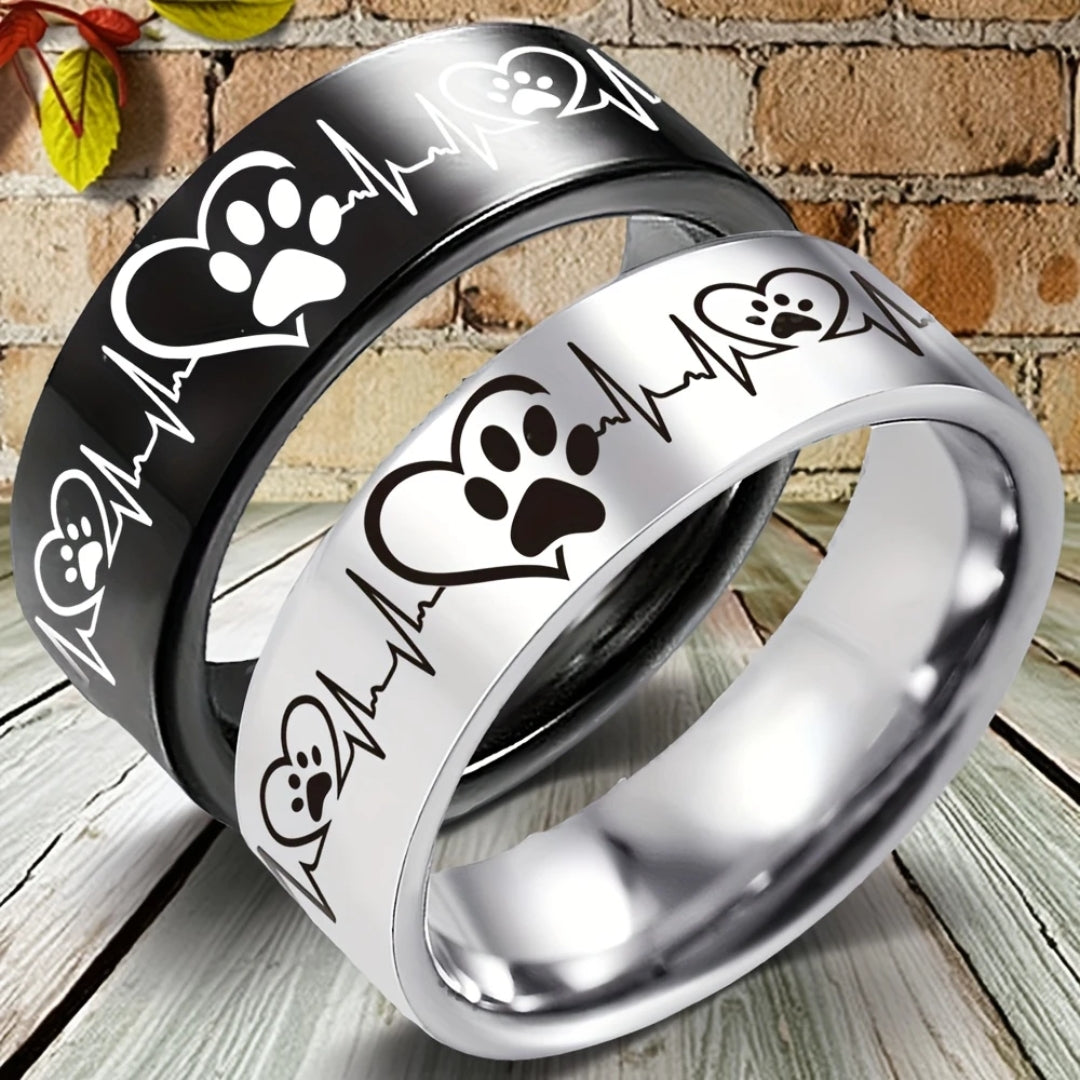 Black & Silver Dog Pulse Ring – Soulpaw